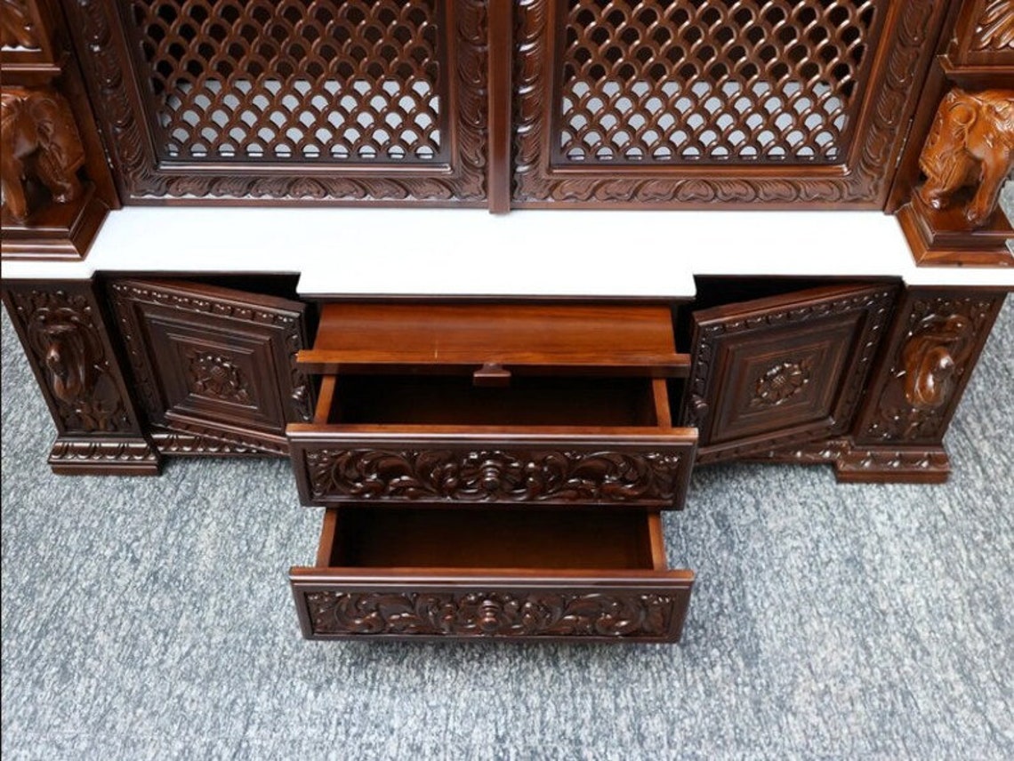 Teakwood Homemade Home Temple Puja Mandir Ghar With Door Teakwood ...