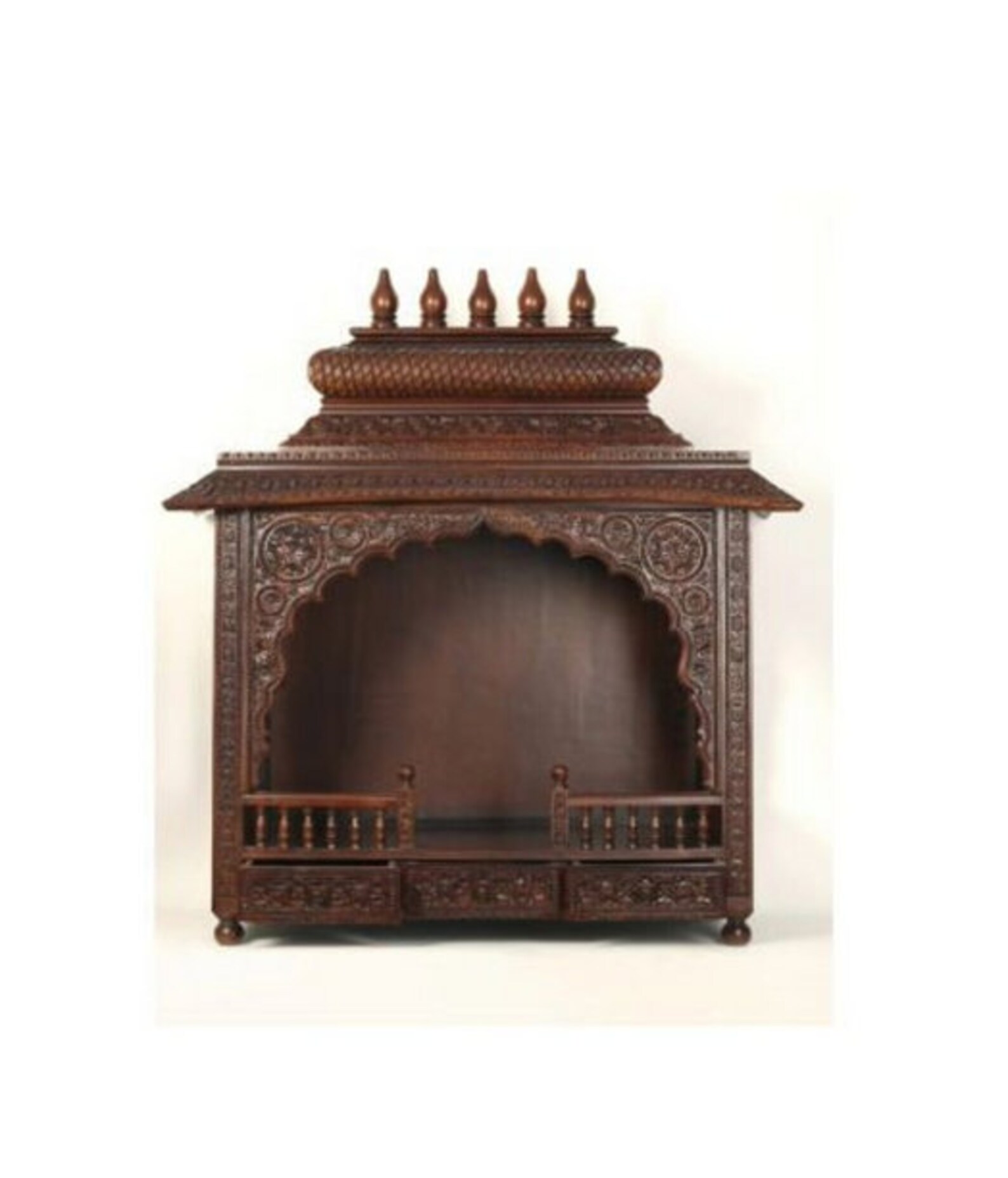 50''largewood Carved Designer , Carving Wooden Mandir Natural Pooja ...