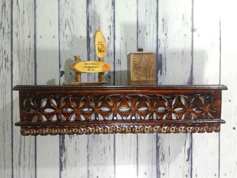 Handmade Wood Carving Wall Shelf Wall Shelves Wall Decor Home Decor ...