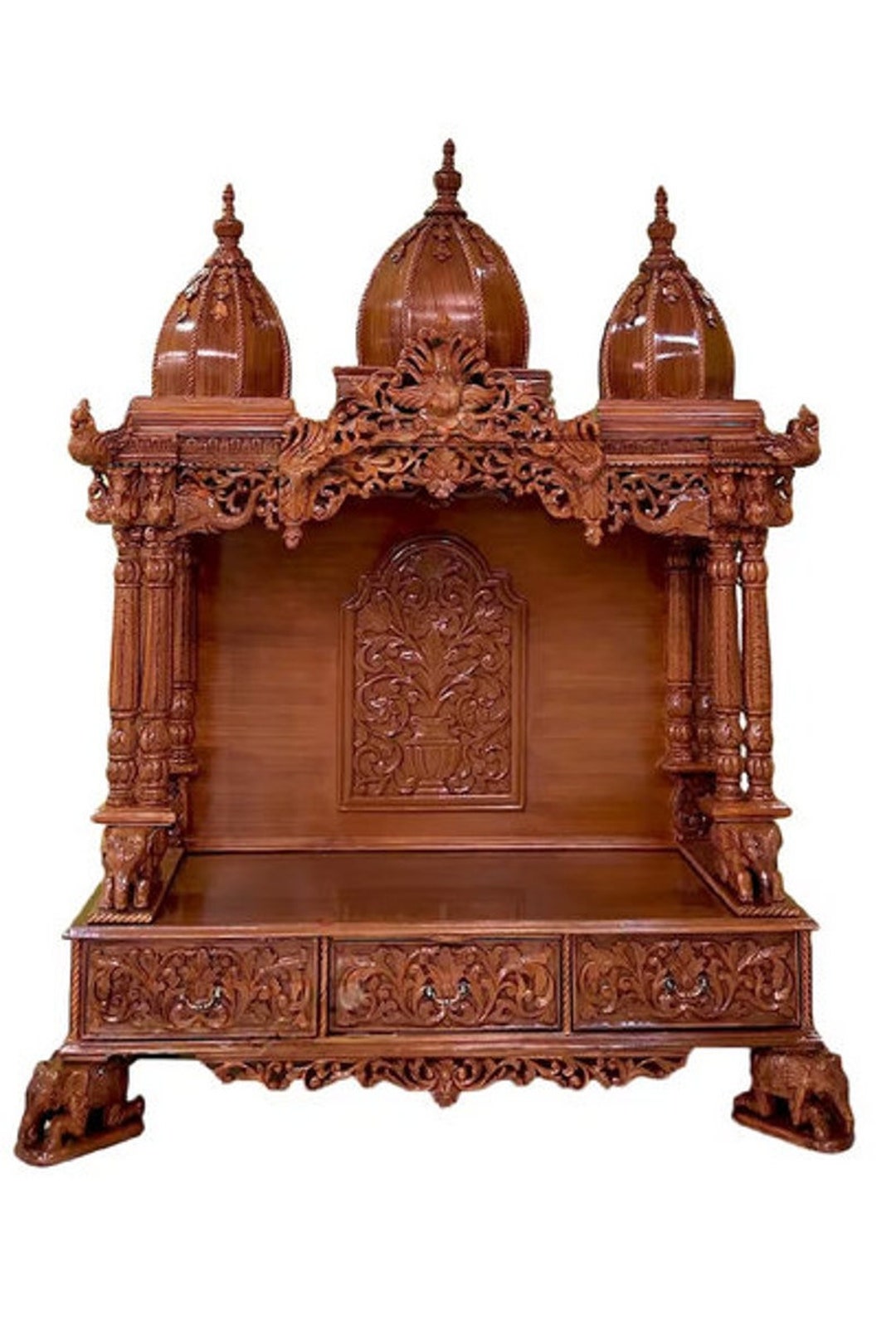 Wooden Hometemple Puja Mandir With Drawers,indian Temple for Worship ...