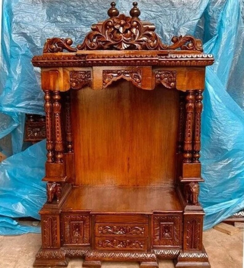 45 Puja Mandir Medium Wooden Temple Carving Handmade Carving Wooden ...