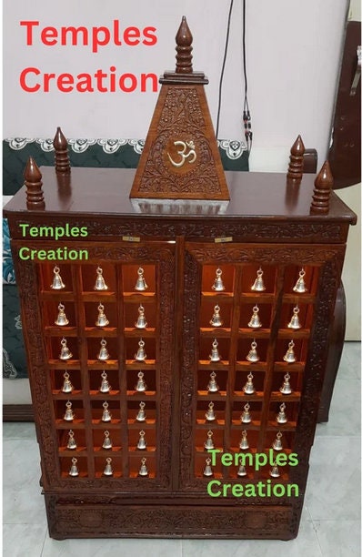 55 H, 36 W, 16 D Large Wooden Temple Solid Teak Wood Heavy Hand Carved ...