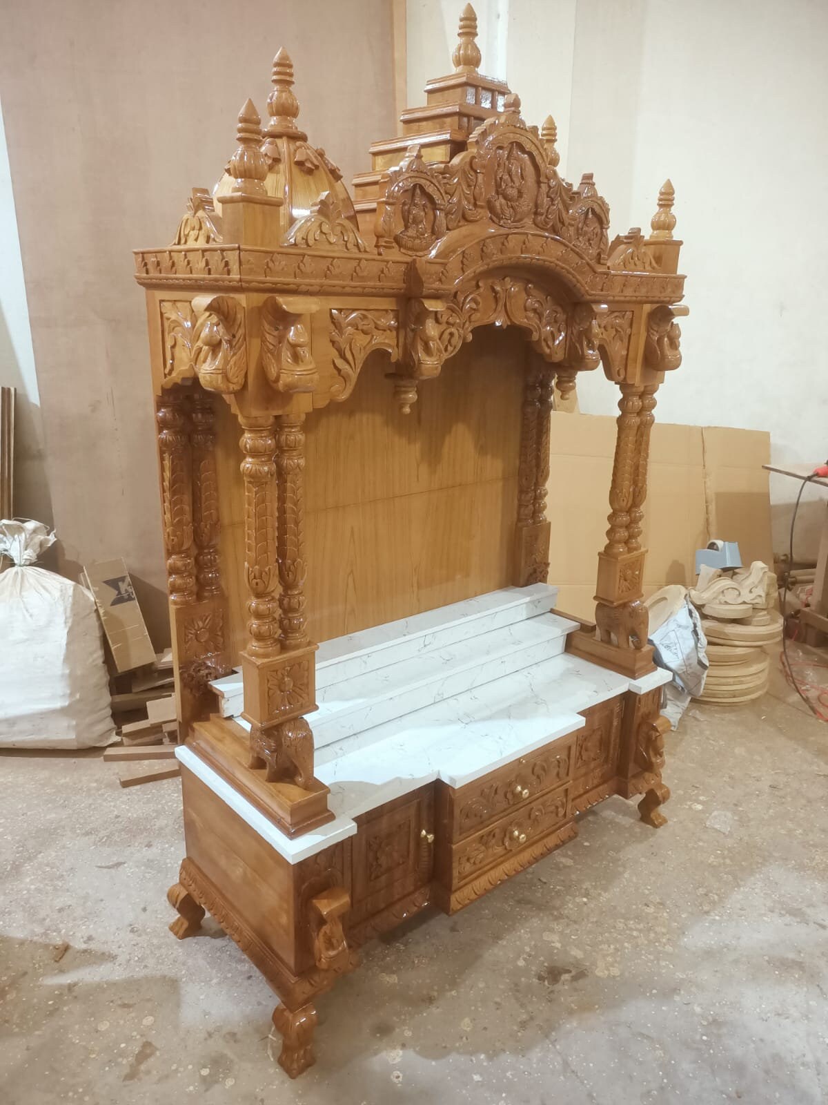 Teakwood Temple Handmade Temple Pooja Mandir Carving Mandir With ...