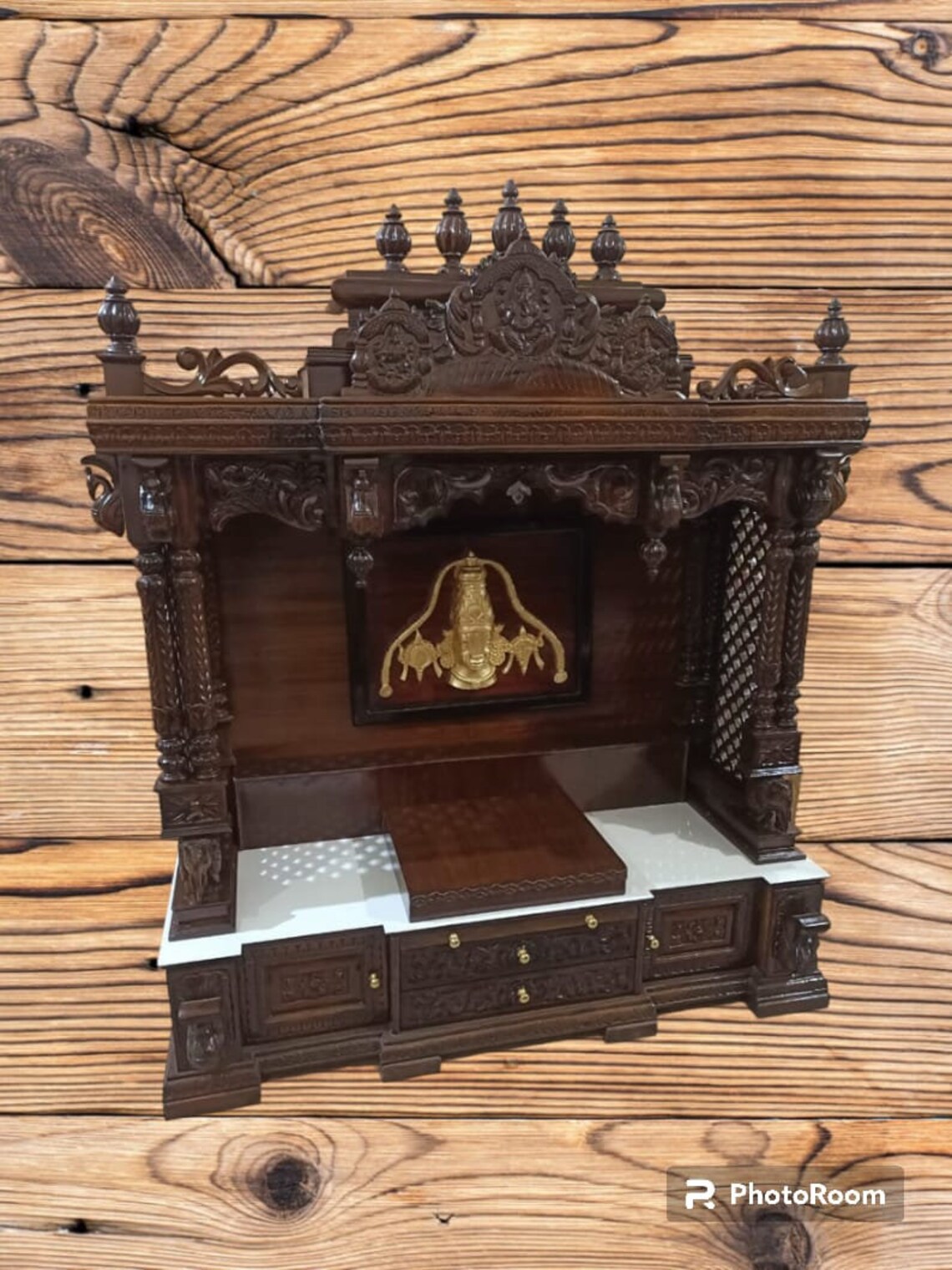 Carving Pooja Mandir Home Temple With Pooja Chowki Hindu Temple Hindu ...