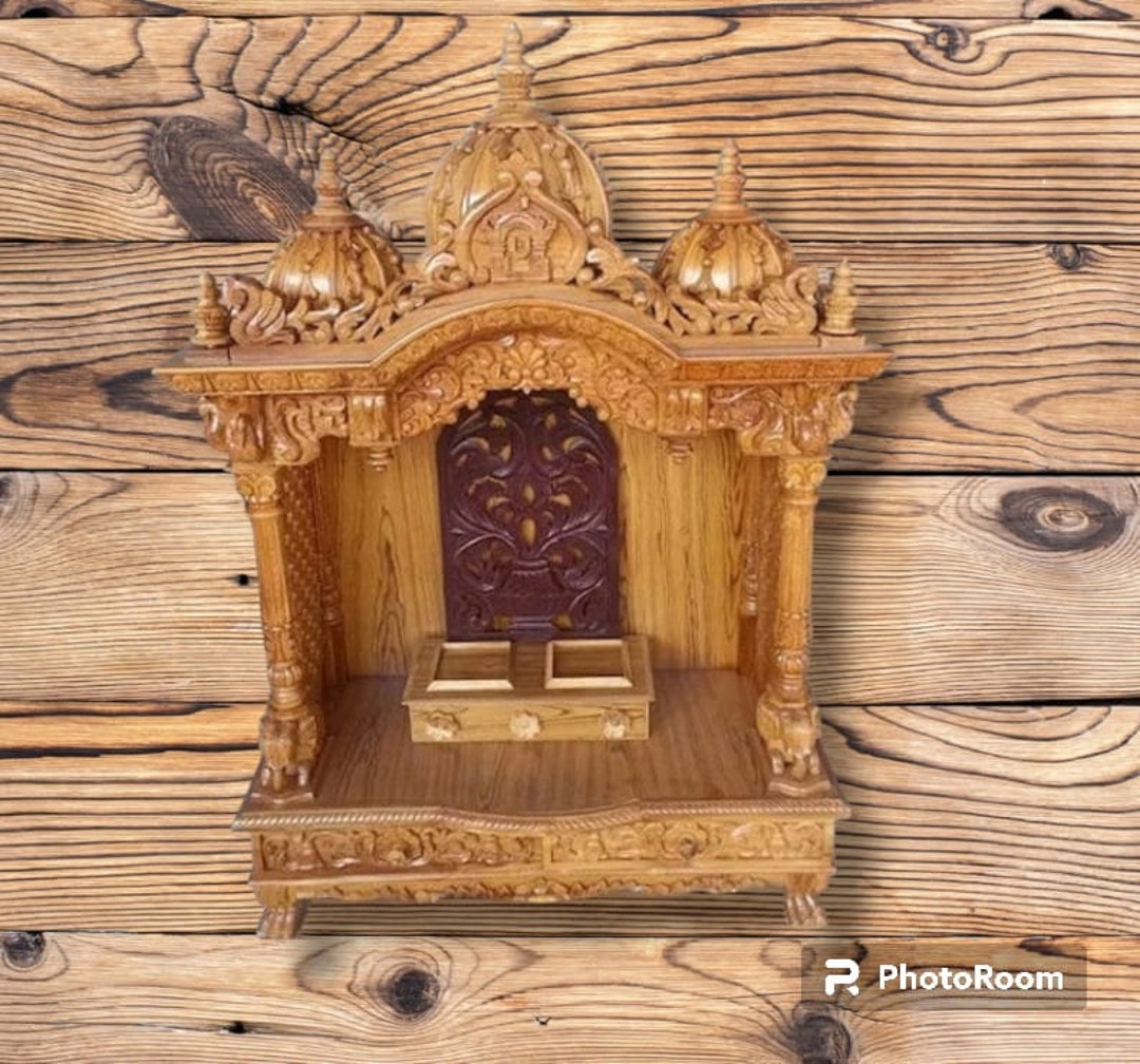 60''pooja Temple Mandir Wooden Temple Carving Handmade Carving Wooden ...