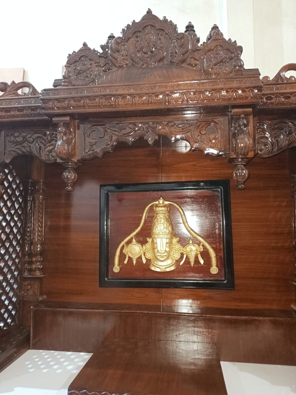 Carving Pooja Mandir Home Temple With Pooja Chowki Hindu Temple Hindu ...