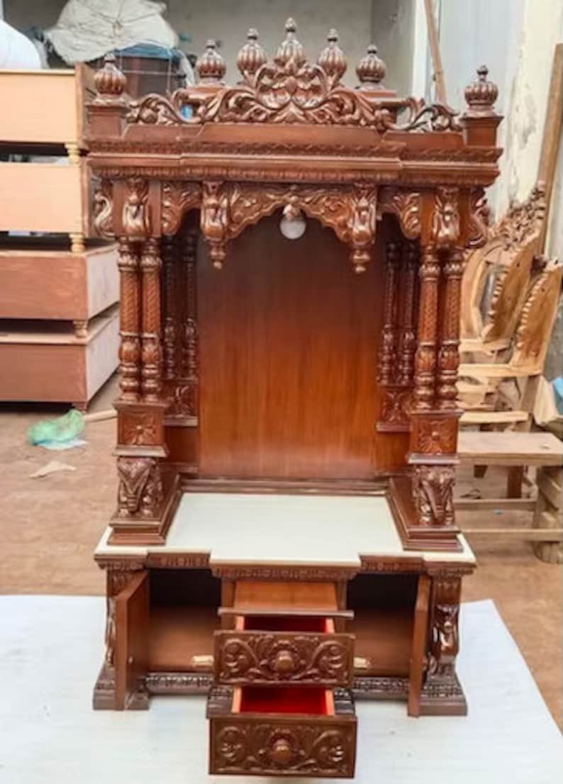 65 Carving Wooden Pooja Mandir Temple for Home and Office Handmade ...