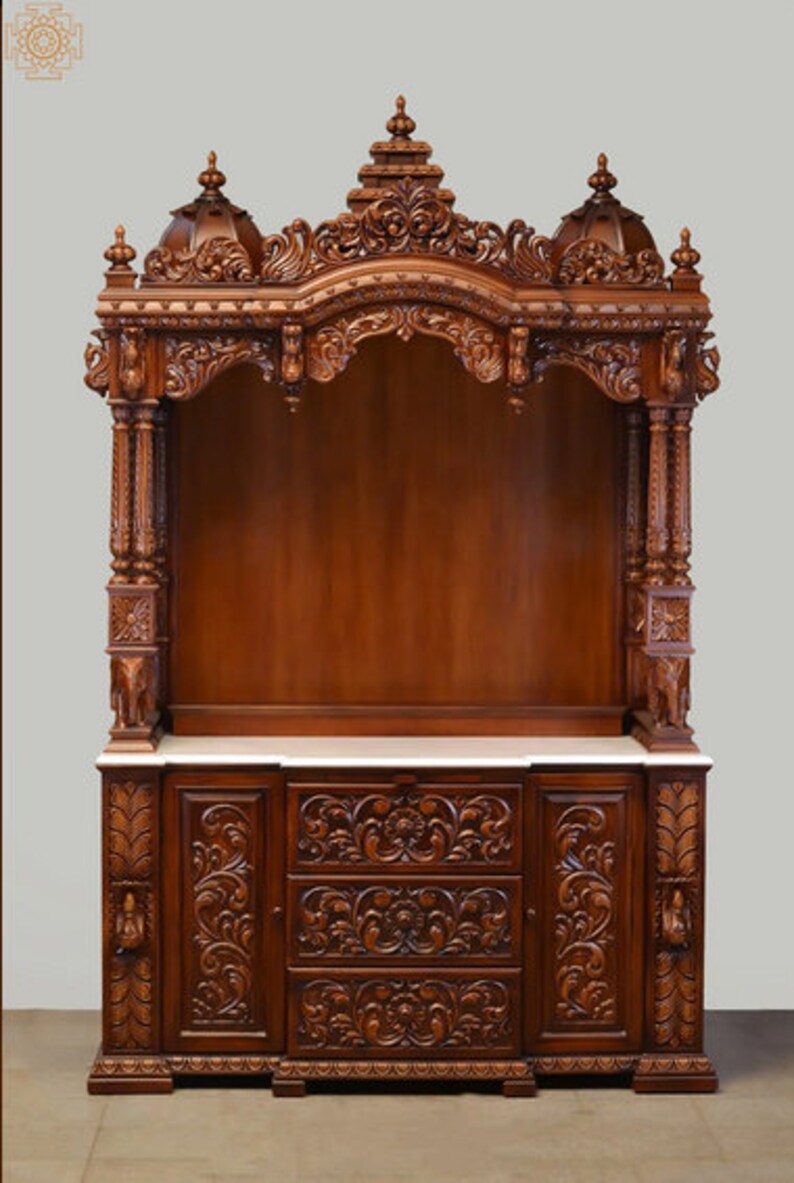 Temple With Drawers Temple for Home Hindu Temple Designer Wooden Pooja ...