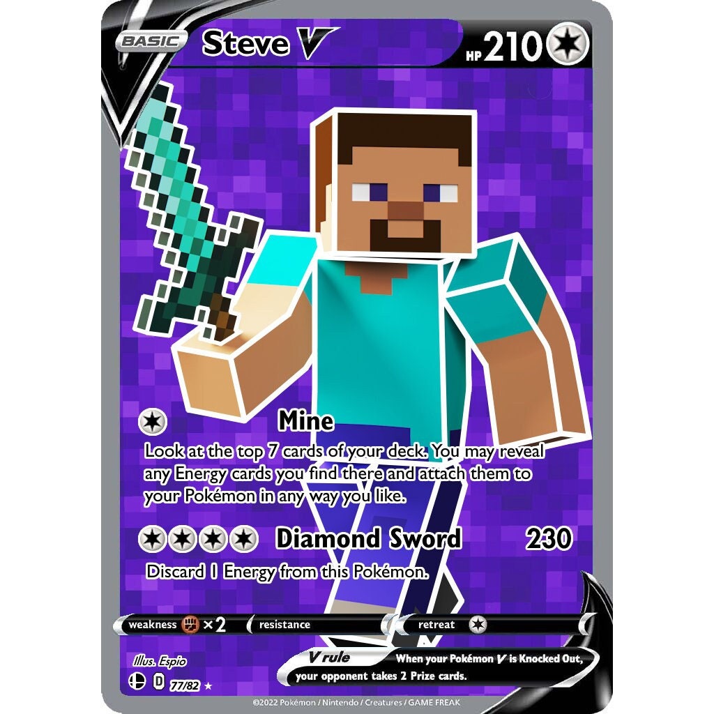 Minecraft Steve Pokemon Card