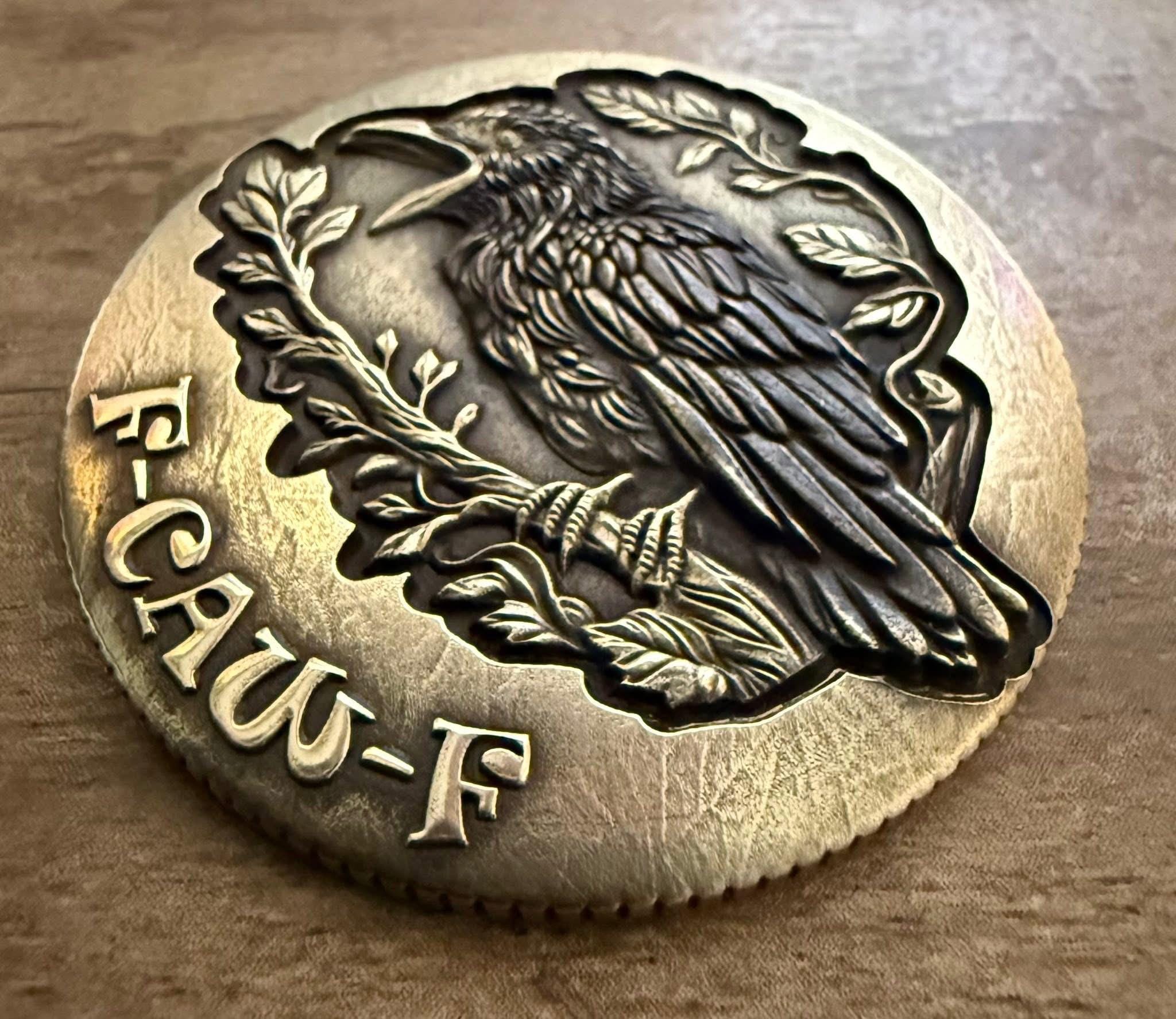 F-CAW-F Brass Challenge Coin – Raven Coin With Attitude, Golf Ball ...