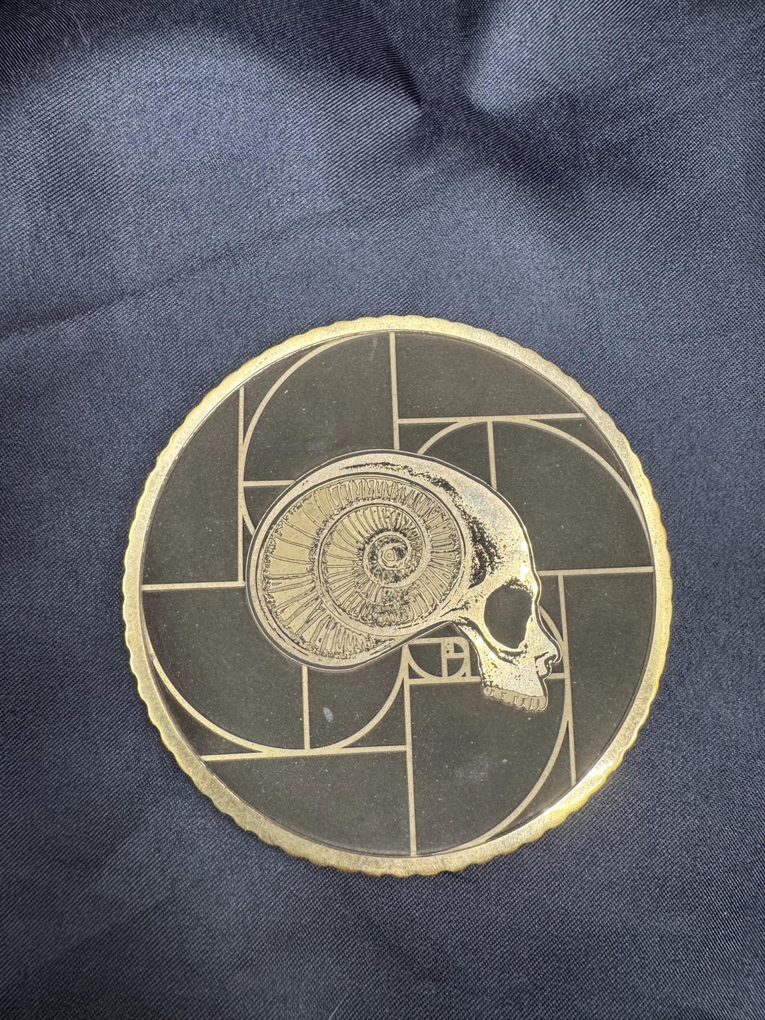 Fibonacci Skull Coin Nautical Nautilus Golden Ratio Medallion Steampunk ...