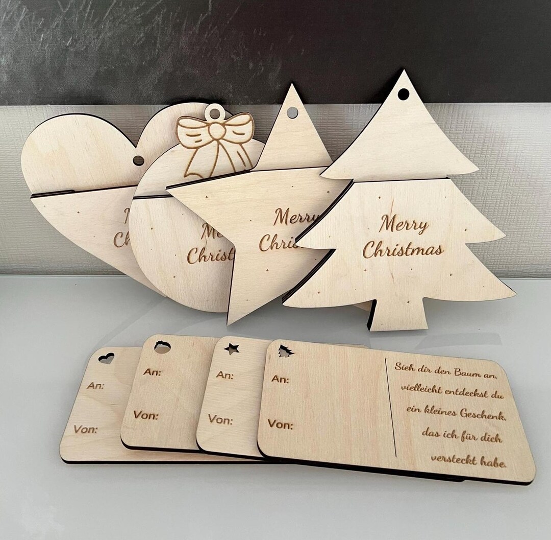 Laser Cut File Template SET Money Gift Christmas Tree Decoration Svg ...
