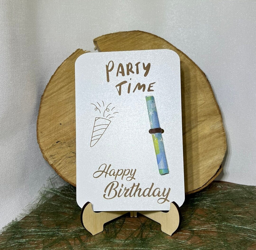 Laser Cut File Template Money Gift Card Partytime Birthday Instant ...
