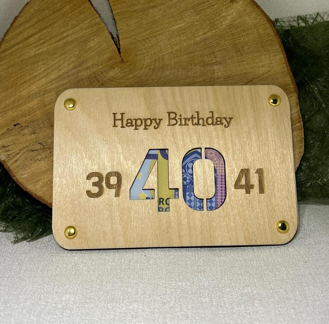 Laser Cut File Template 40th Birthday Cash Gift Card Svg, Xcs - Etsy