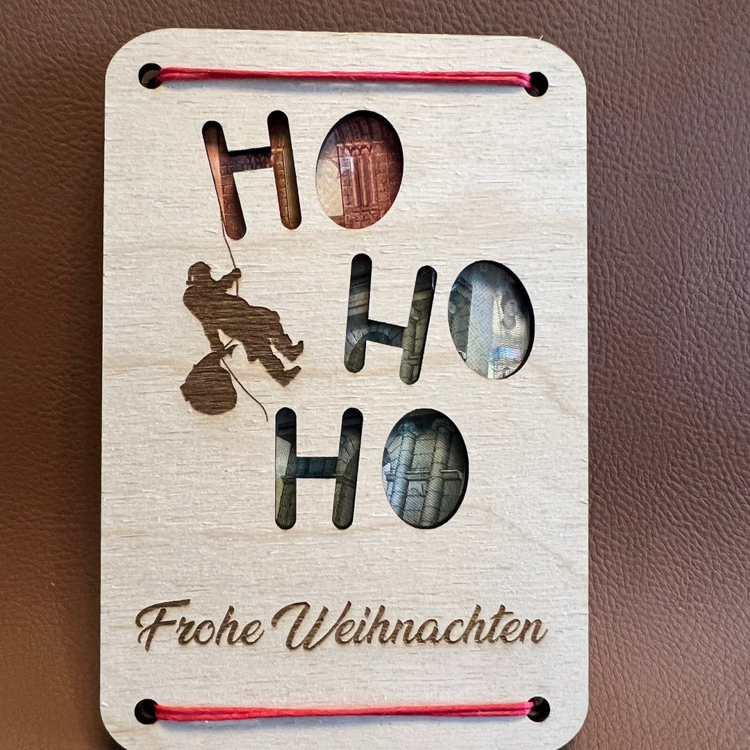 Laser Cut File Template Money Gift Card Merry Christmas Hohoho Instant ...