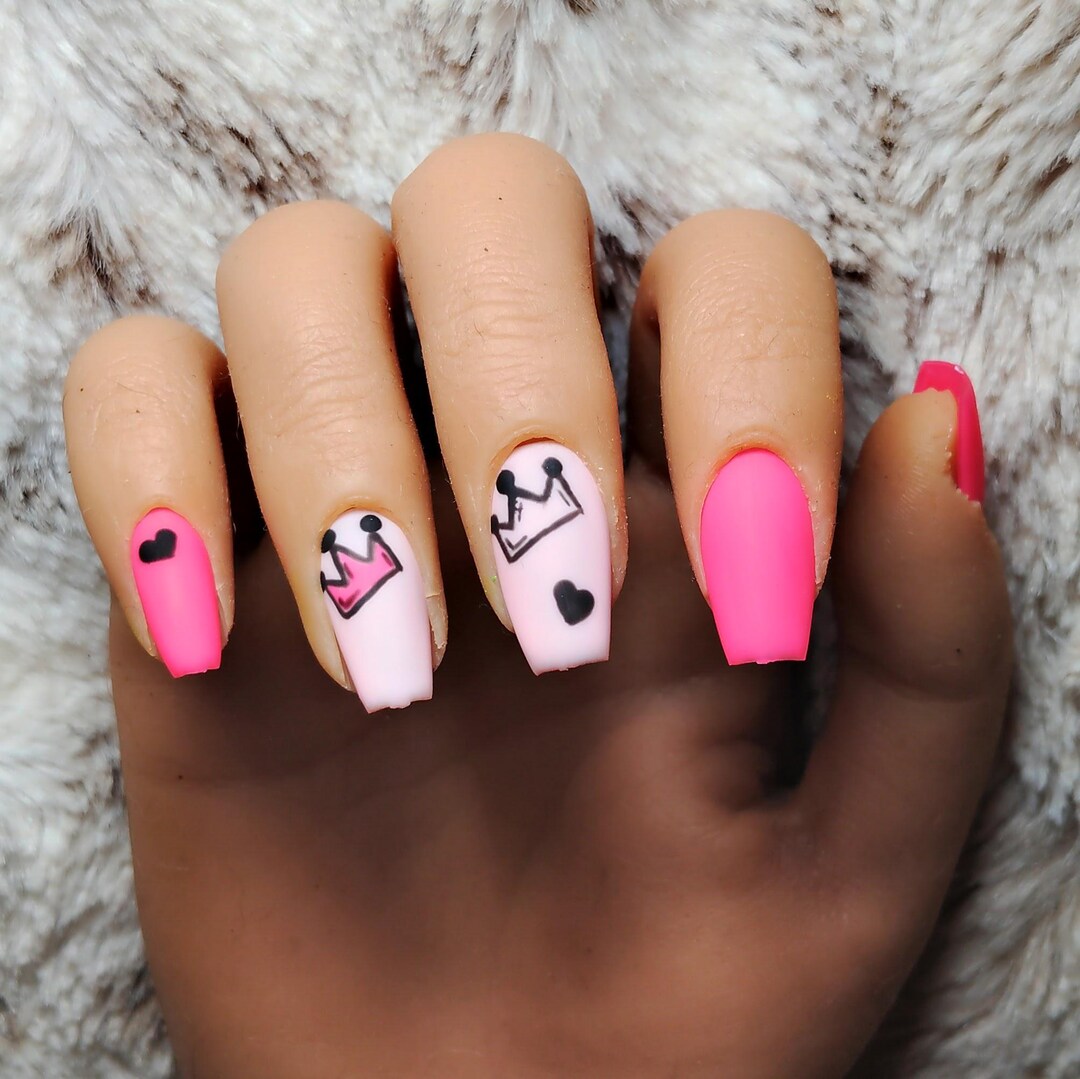 Princess Love Nails/press on Nails/handmade Nails/reusable Nails/crown ...