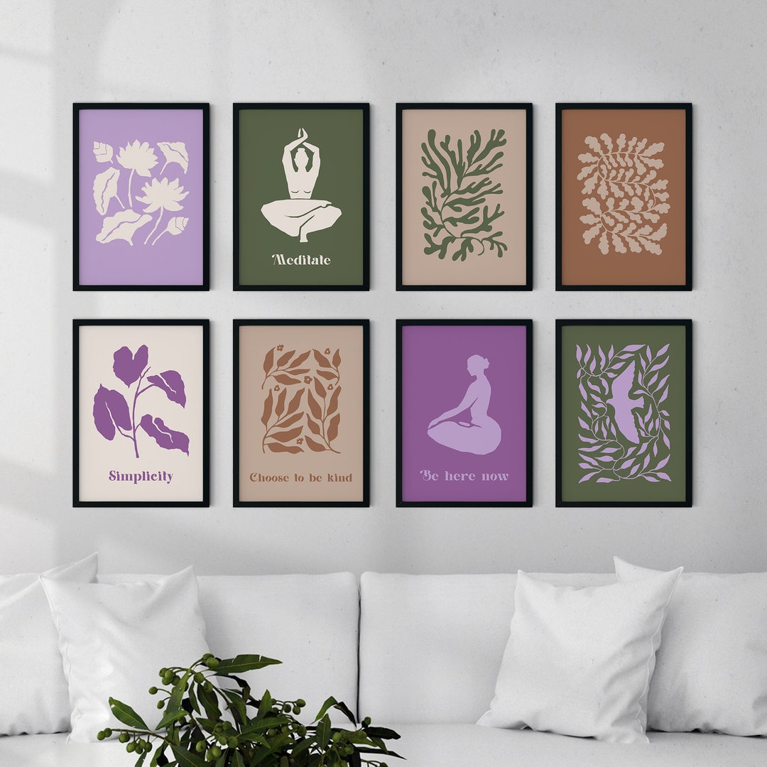 Mindfulness Set of 8 Printable | Meditation Wall Art Set | Boho Poster ...