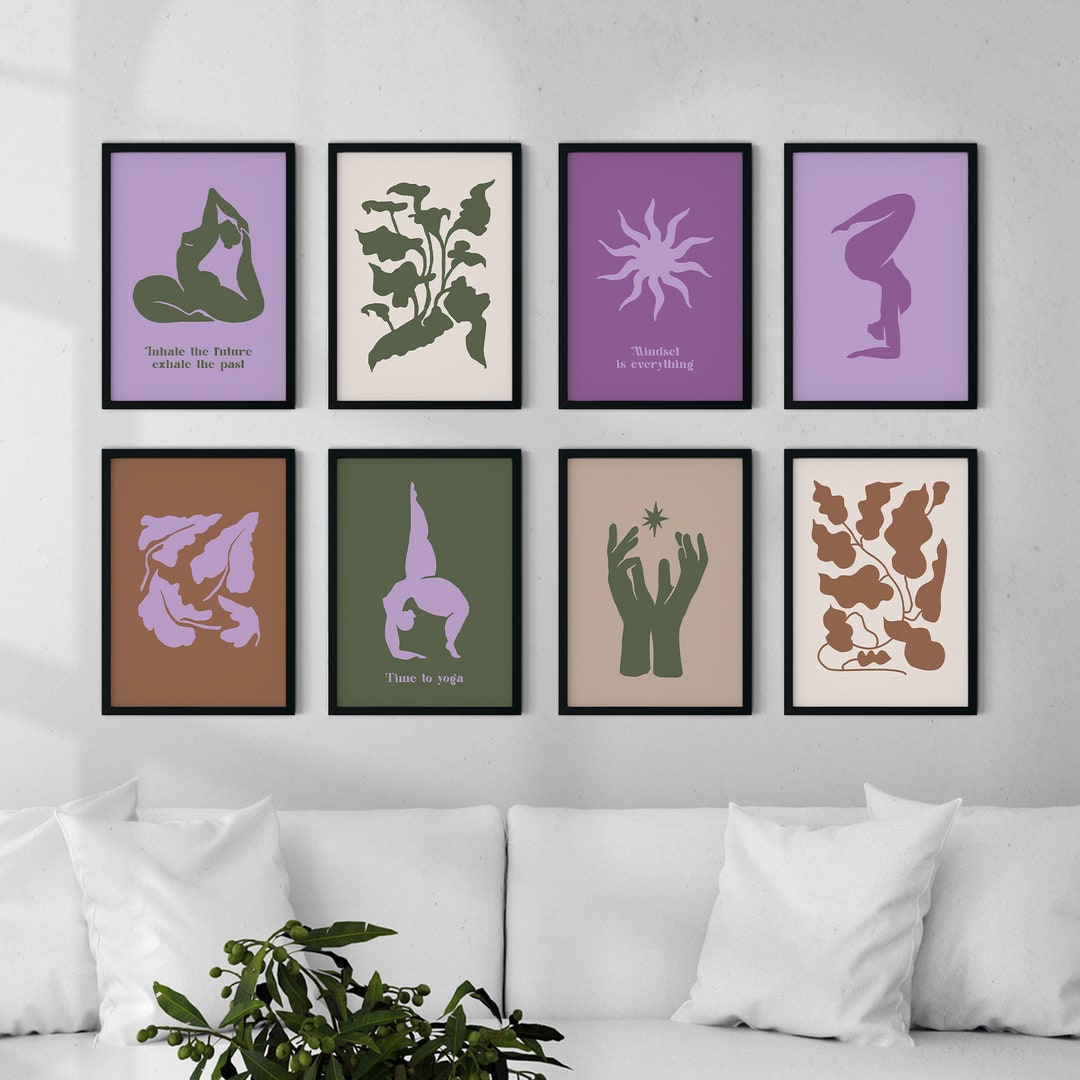 Yoga & Mindfulness Set of 8 Printable | Yoga Wall Art Bundle | Matisse ...