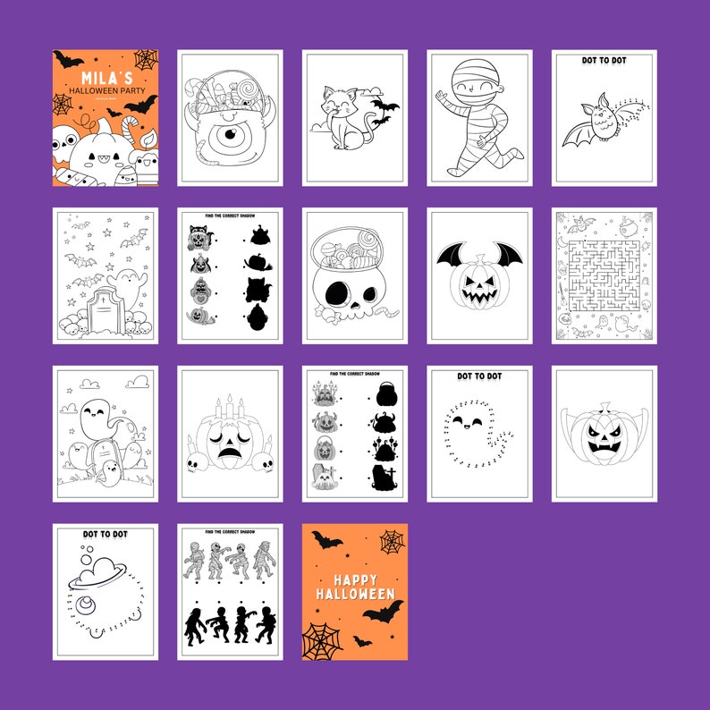 Personalized Halloween Coloring Book, Printable Halloween Activity Book ...