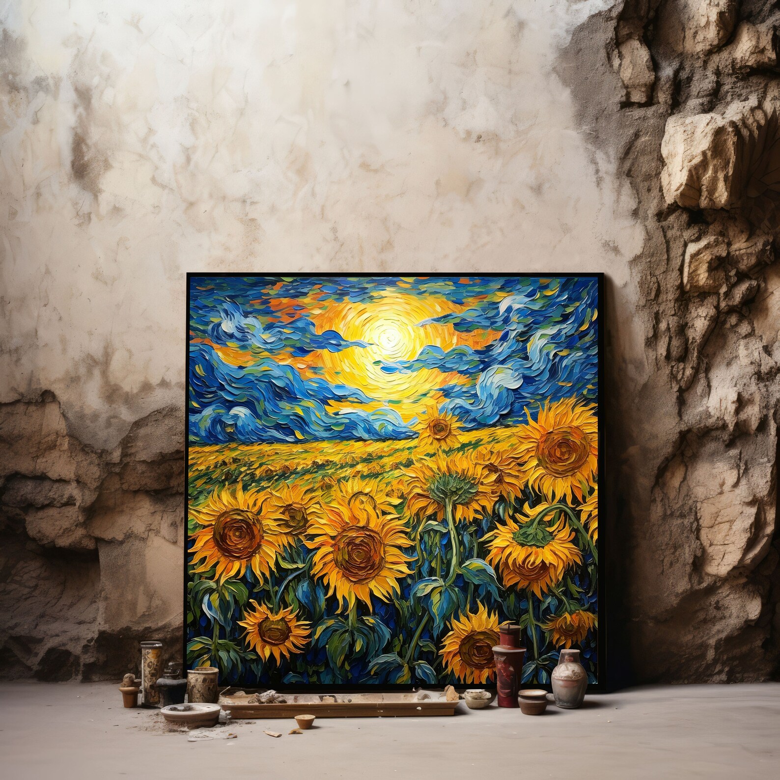 Eternal Radiance, Sunflower Art, Van Gogh, Floral Painting, Artistic ...