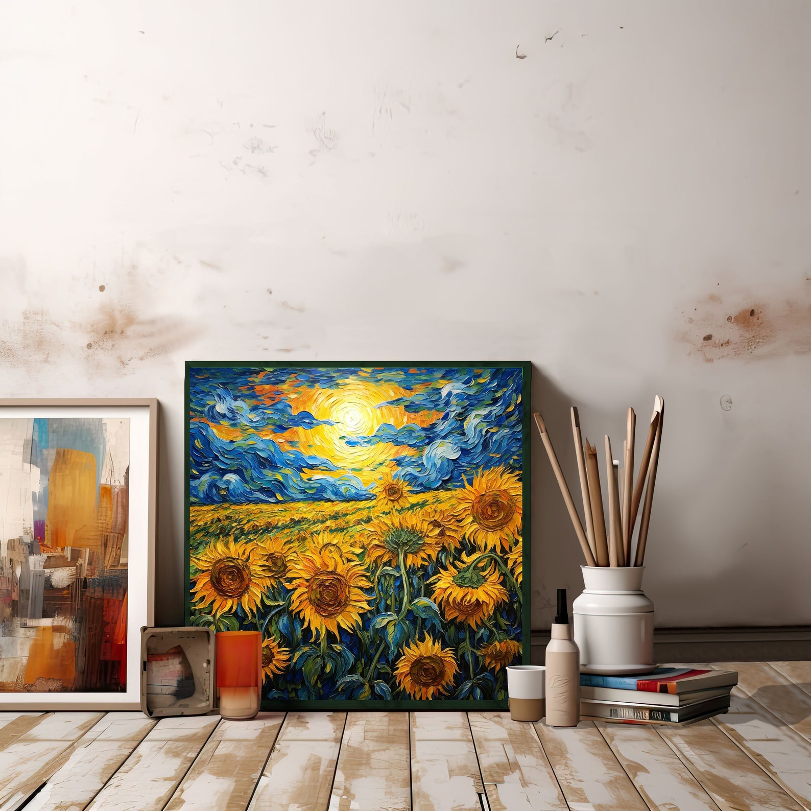 Eternal Radiance, Sunflower Art, Van Gogh, Floral Painting, Artistic ...