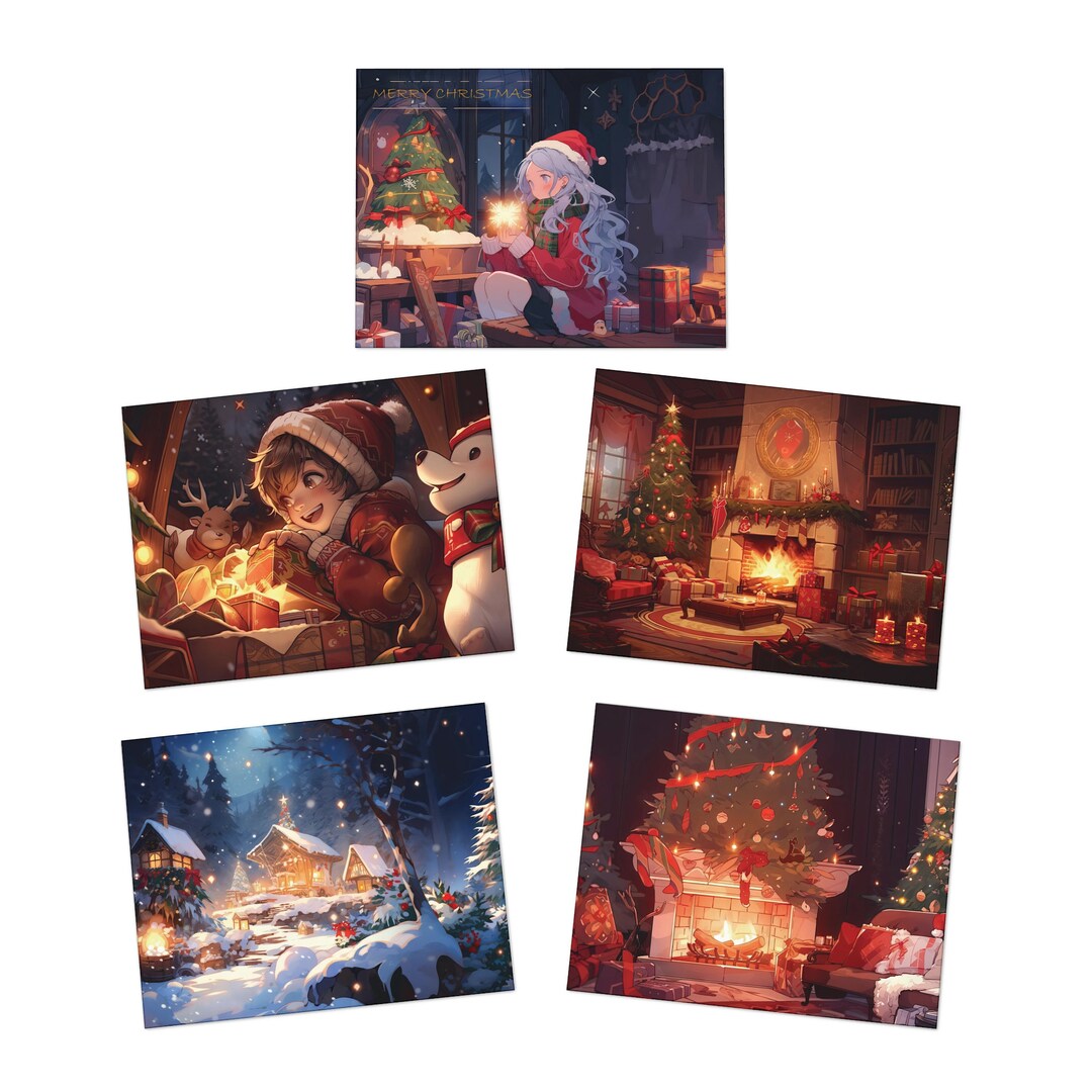 5-pack of Christmas Greeting Cards collection 1 - Etsy