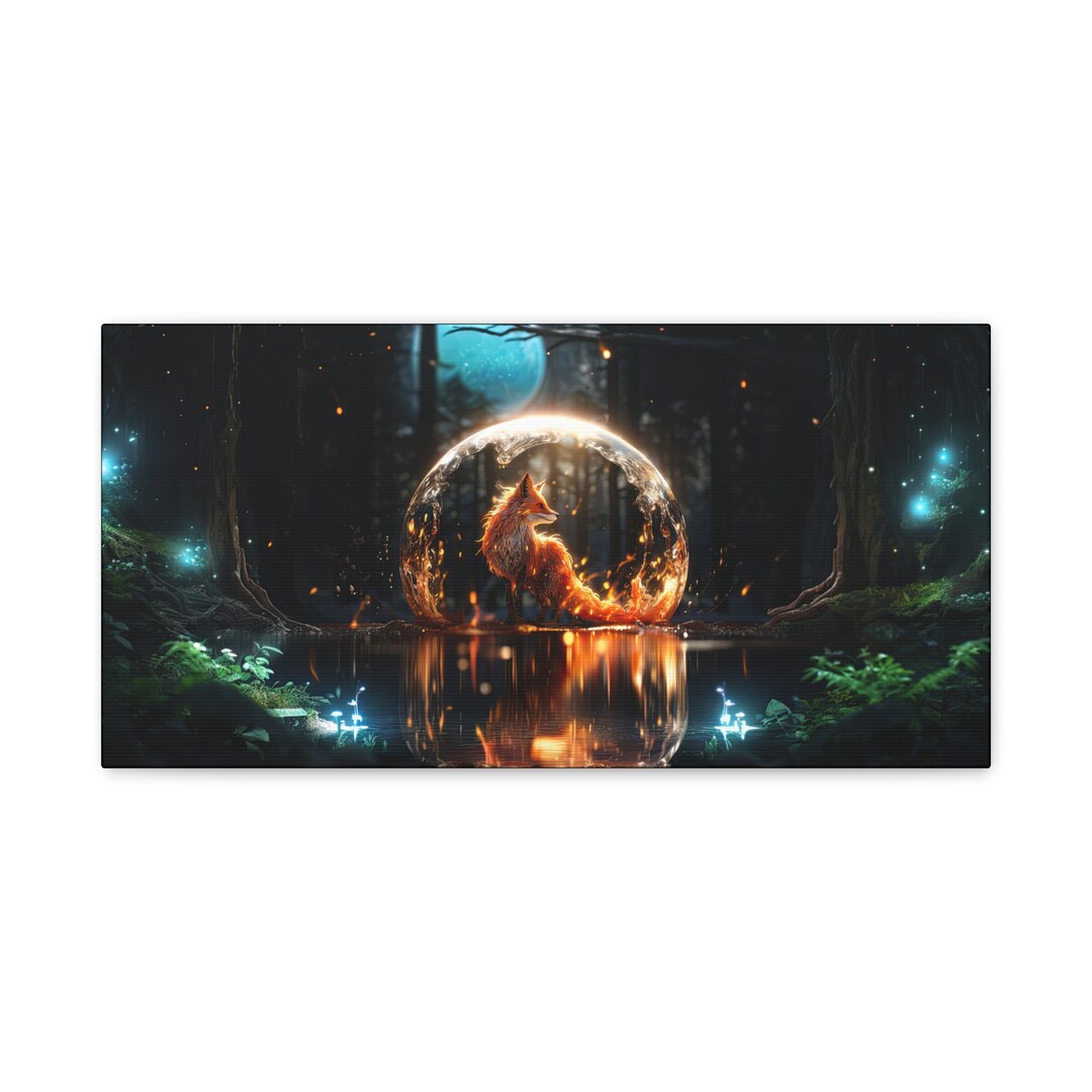 Fantasy Wall Art Magical Forest Firefox Art Wild Life Artwork Red Foxy ...