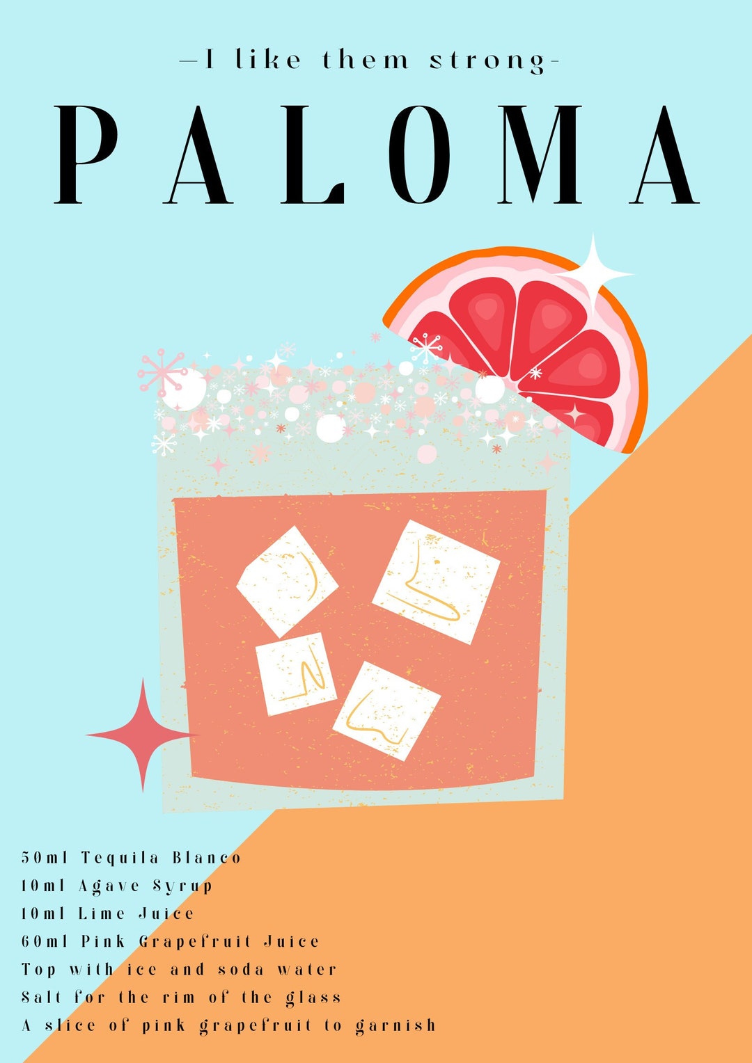 Paloma Cocktail Print - Etsy