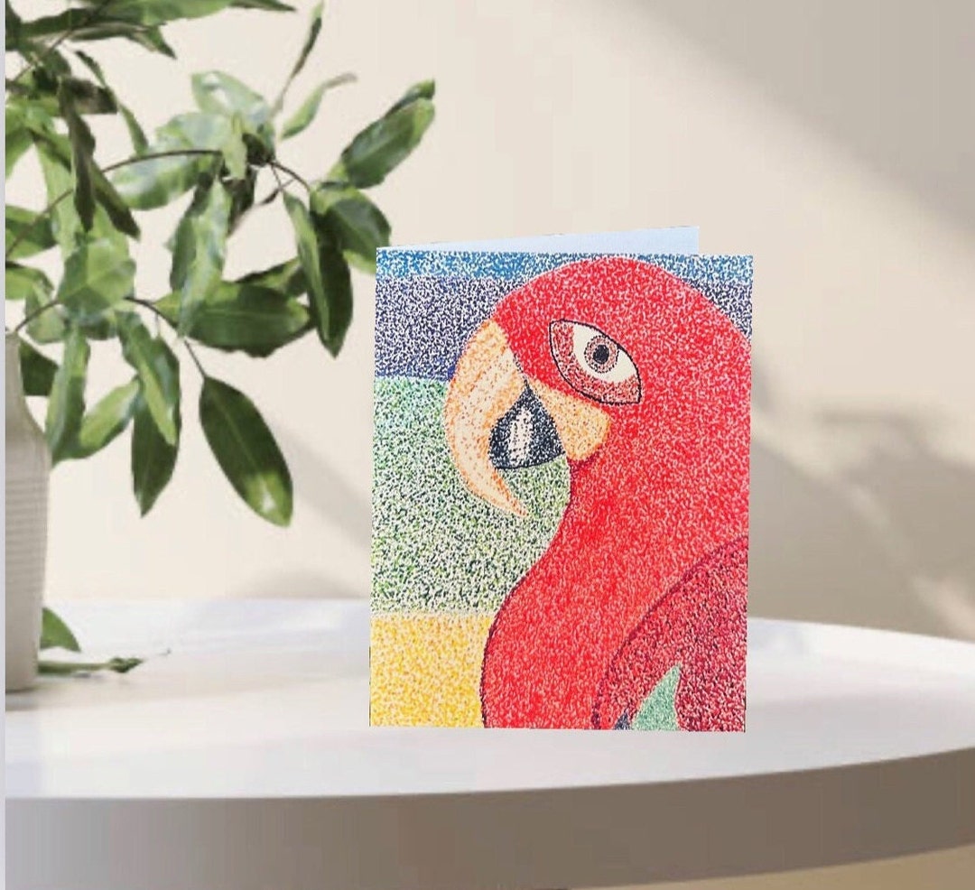 Pack of 5 Parrot Greeting Cards | Birthday | Baby Shower | Note Cards ...
