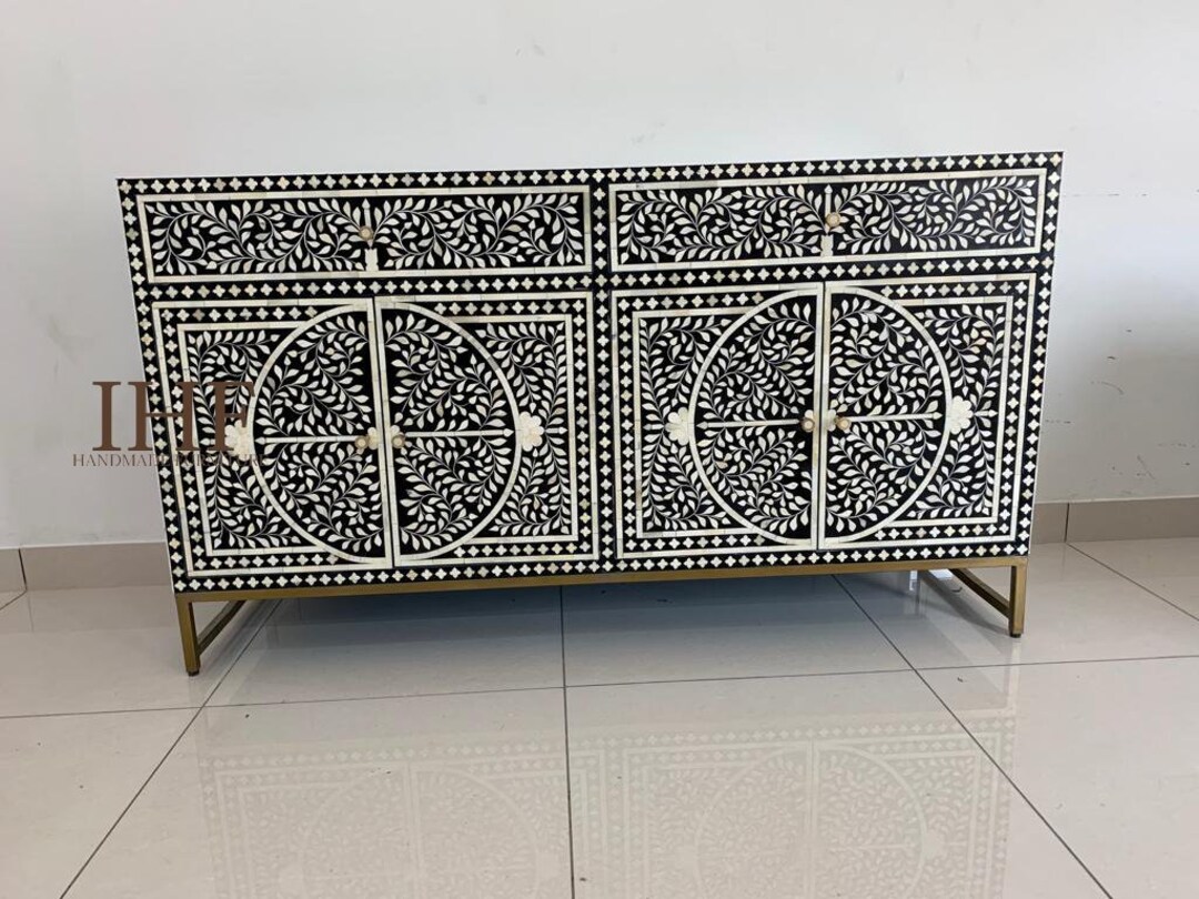 Bone Inlay Sideboard With 4 Doors and 2 Drawers, Bone Inlay Cabinet ...