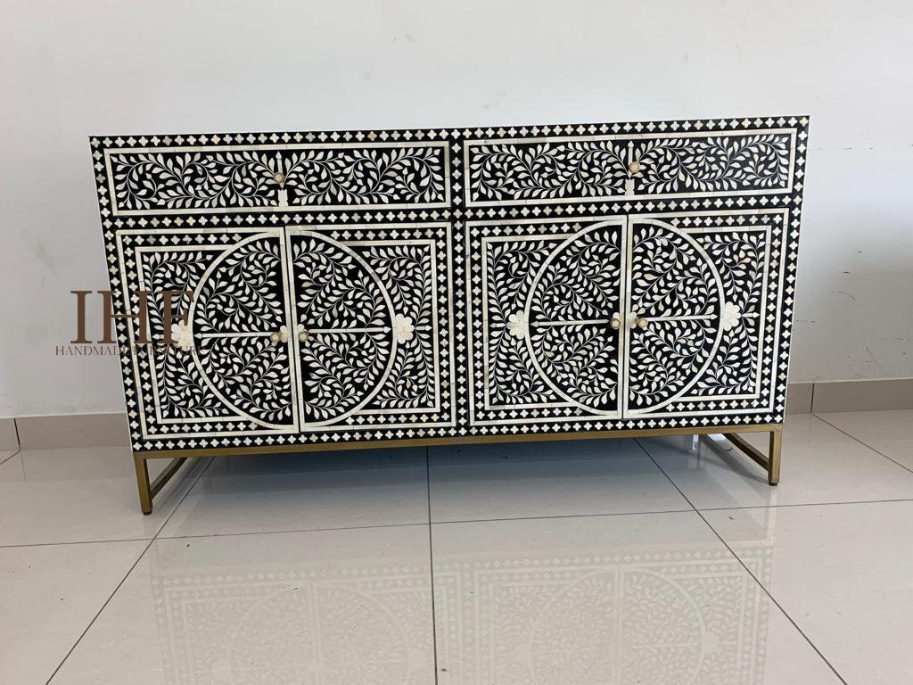 Bone Inlay Sideboard With 4 Doors and 2 Drawers, Bone Inlay Cabinet ...