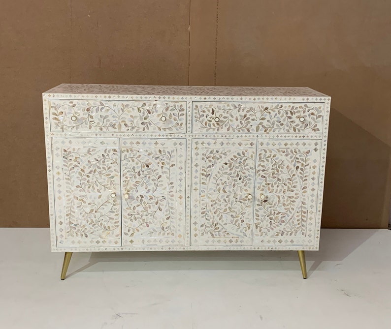 Mop Inlay Sideboard With 4 Doors and 2 Drawers, Bone Inlay Cabinet ...
