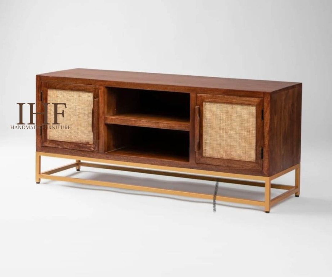Handmade Cane Wood Tv Unit With 2 Door Furniture Wood Brown Tv Unit - Etsy