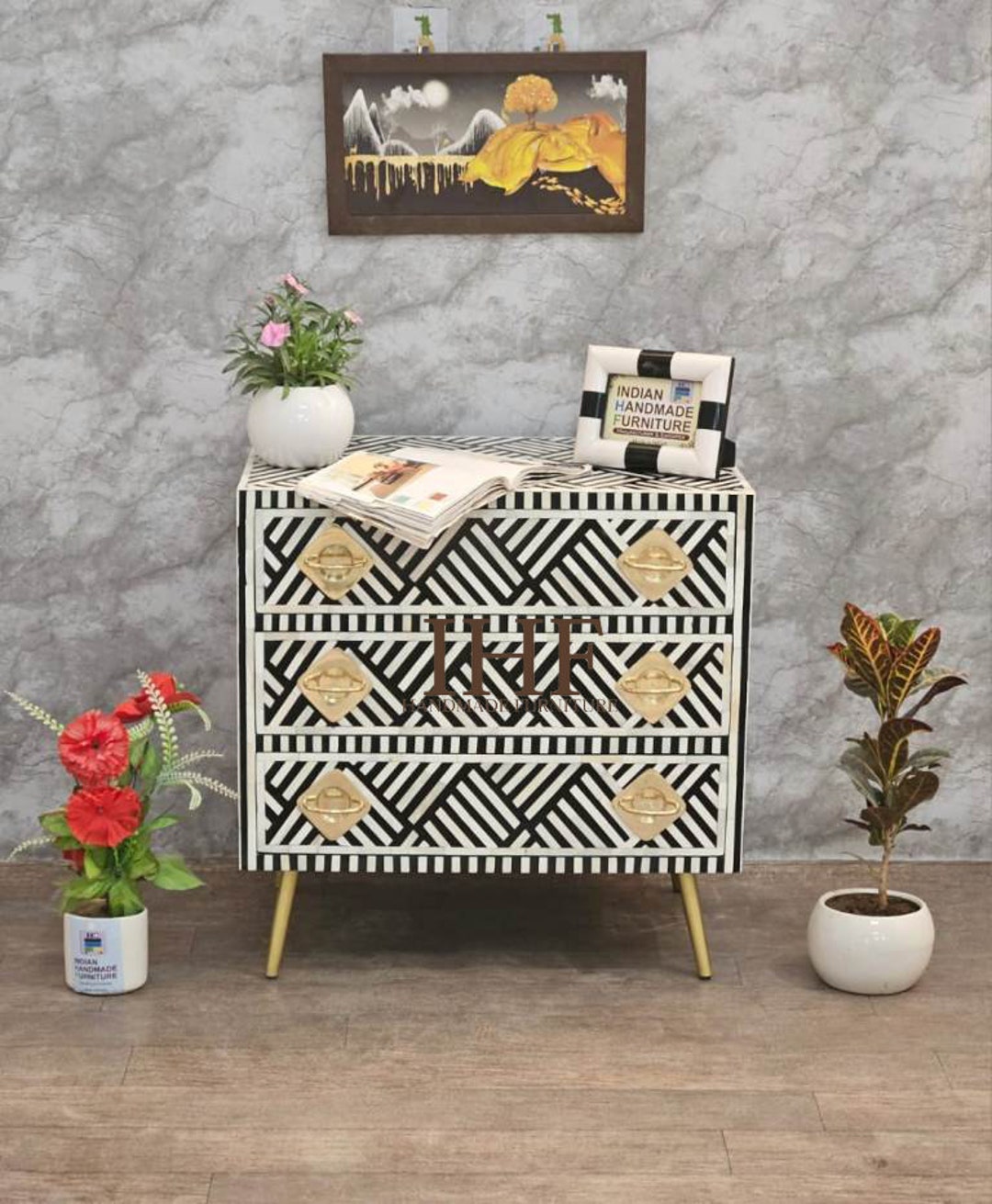 Bone Inlay Nightstand, Bone Inlay Bedside Table,bone Inlay Side Table ...