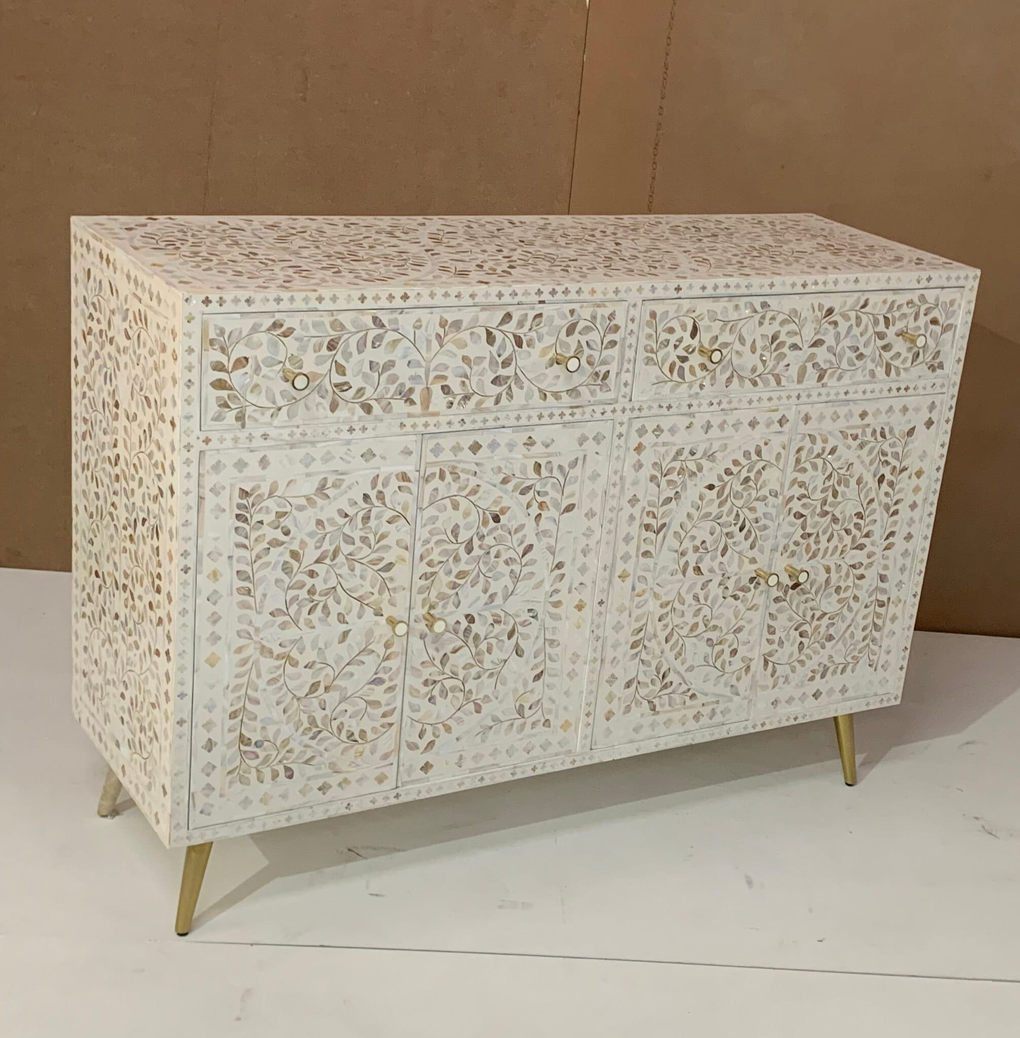 Mop Inlay Sideboard With 4 Doors and 2 Drawers, Bone Inlay Cabinet ...