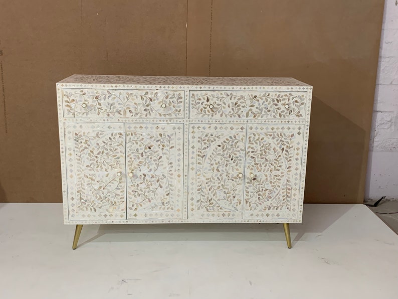 Mop Inlay Sideboard With 4 Doors and 2 Drawers, Bone Inlay Cabinet ...