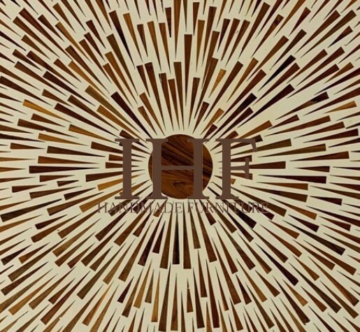 Handmade Bone Inlay Teak Wooden Modern Pattern Round Table Top ...