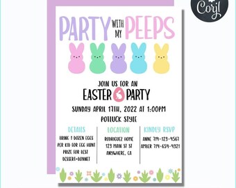 Party With My Peeps Easter Party Invitation - Etsy