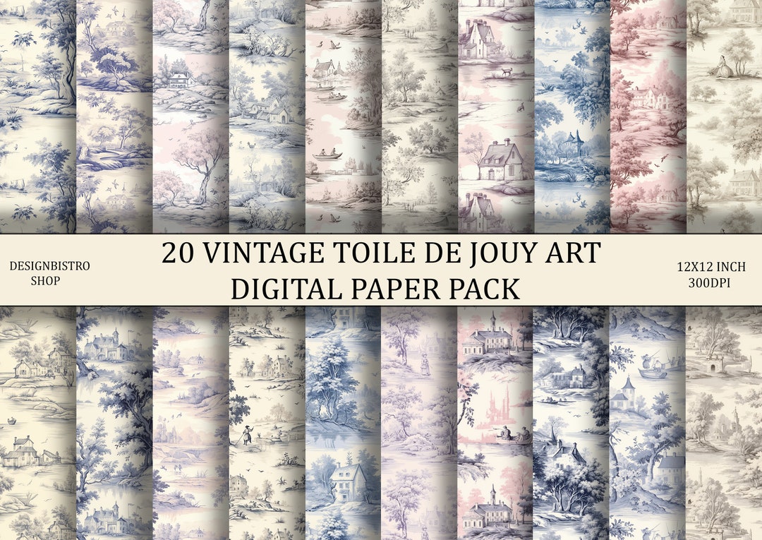 Toile De Jouy Digital Paper Pack | 20 Vintage Toile De Jouy Digital ...