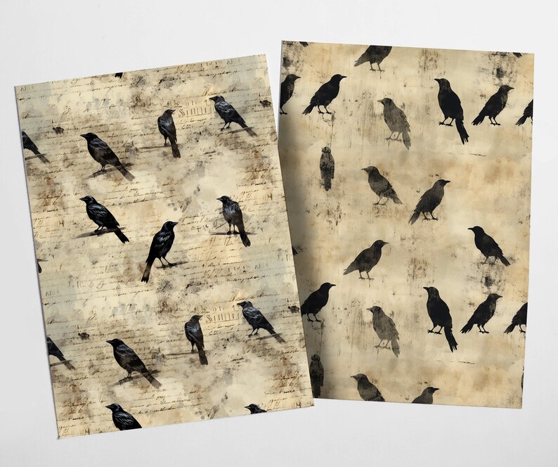 20 Vintage Crows Digital Paper Pack | Vintage Crows Grunge Paper ...
