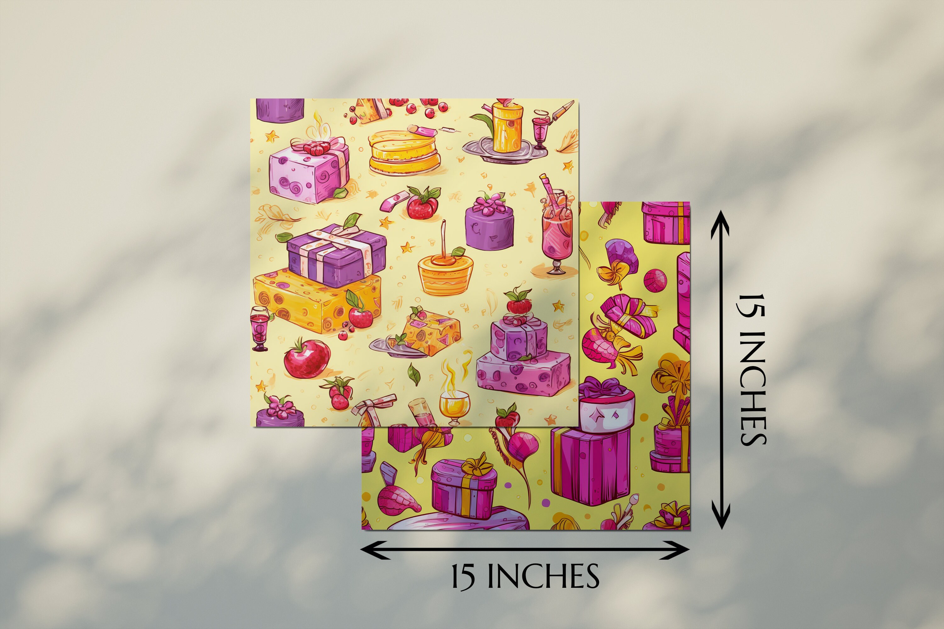 Vintage Birthday Themed Seamless Patterns | 20 Gifts and Cakes Seamless ...