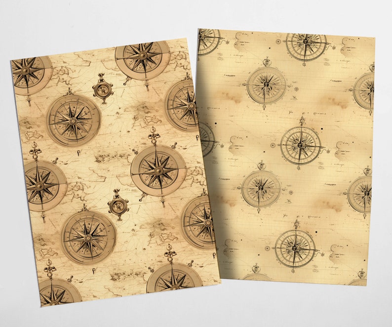 Vintage Compasses Digital Paper Pack | 20 Vintage Compasse | Grunge ...