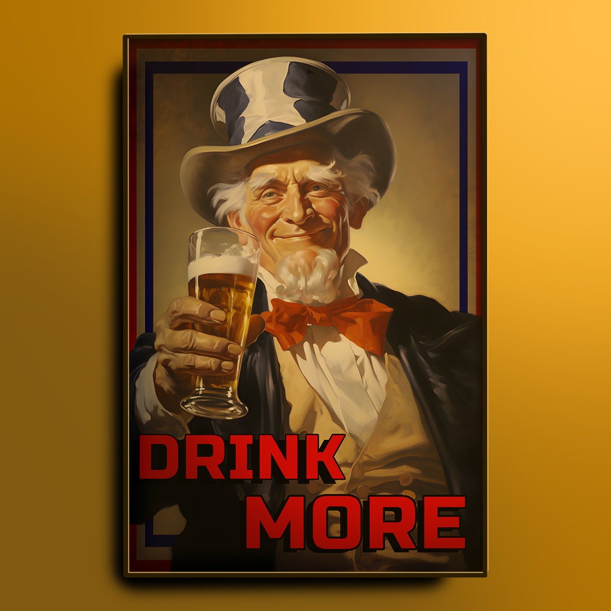Vintage Uncle Sam Poster Drink More Uncle Sam Bar Poster Wall Decor ...