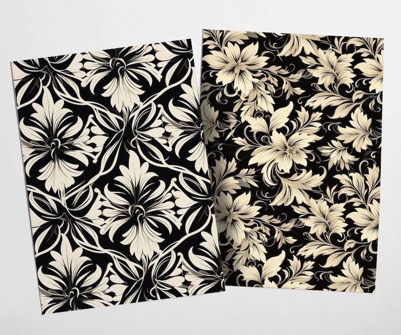 Black and Ivory Digital Paper Pack| 20 Black and Ivory Papers | Digital ...