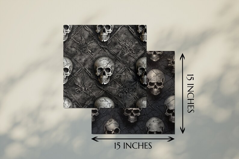 Dark Skulls Seamless Patterns | 20 Dark Silver and Beige Skulls ...