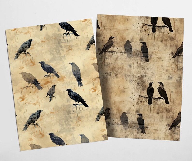 20 Vintage Crows Digital Paper Pack | Vintage Crows Grunge Paper ...