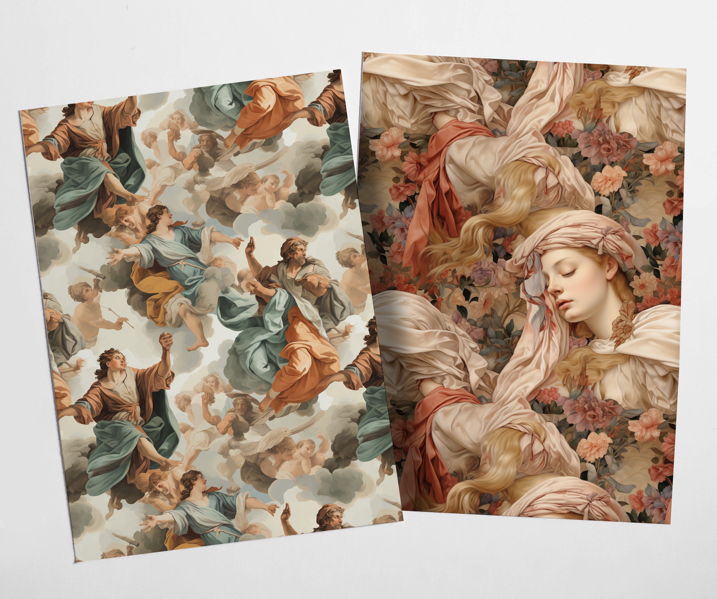Renaissance Art Digital Paper | Vintage Scrapbook Ephemera (pngs) - Etsy