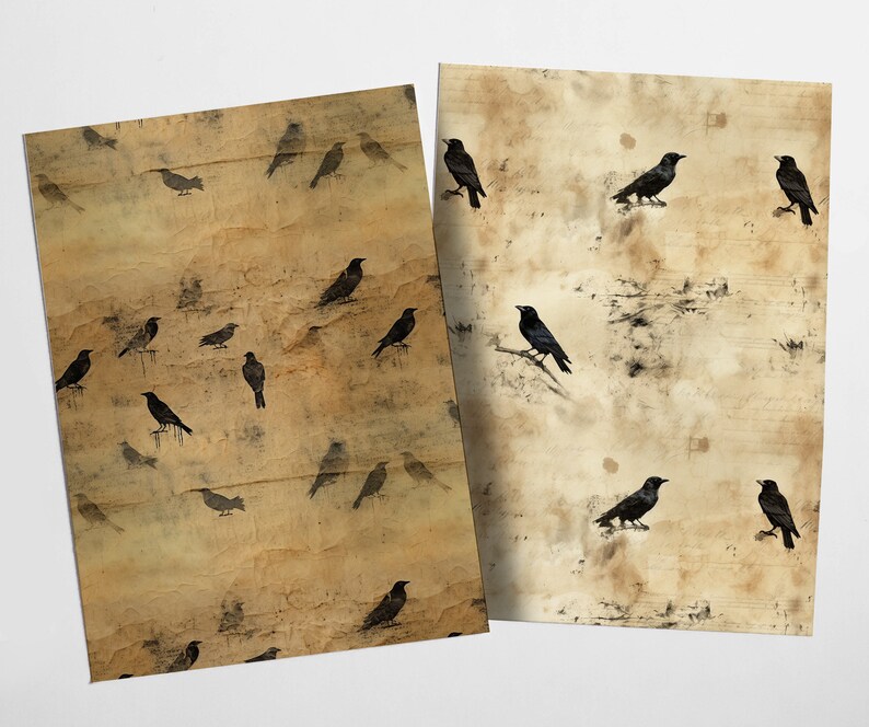 20 Vintage Crows Digital Paper Pack | Vintage Crows Grunge Paper ...