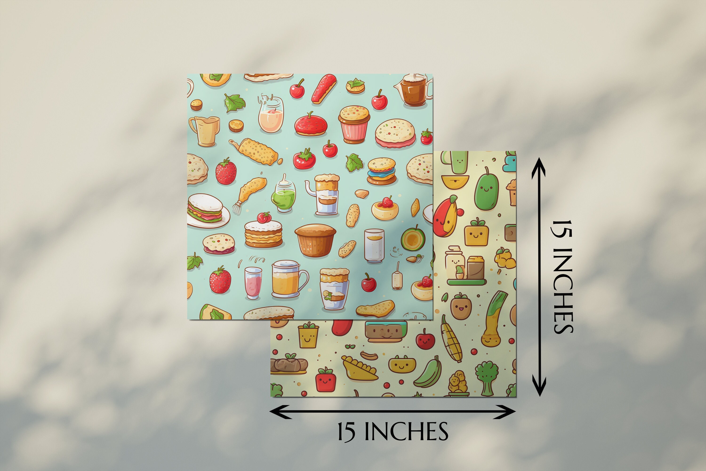 Cute Food Doodles Seamless Patterns | 20 Colorful Food Seamless ...