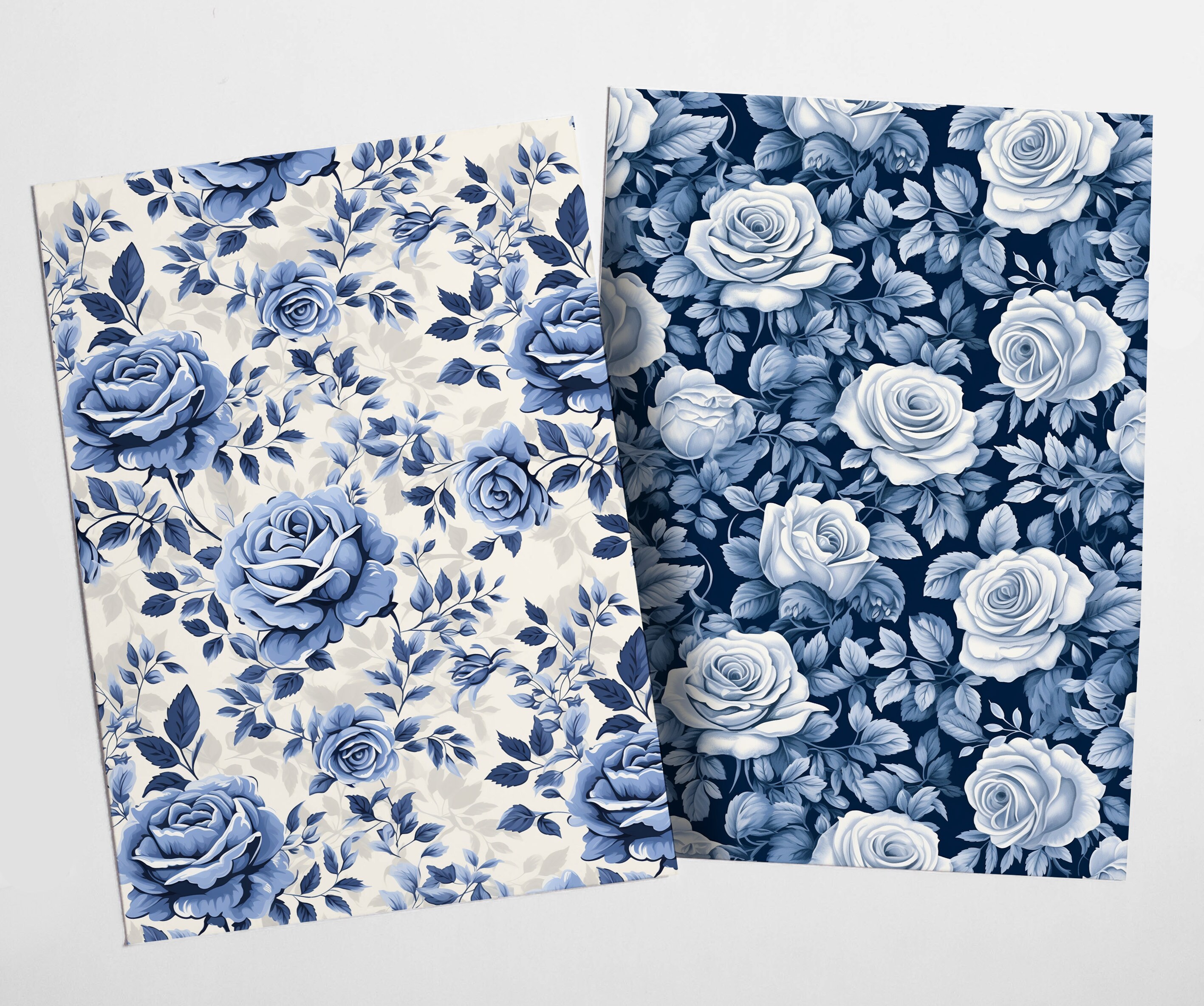 Vintage Blue Roses Digital Paper Pack | Scrapbooking Printables (12x12 ...
